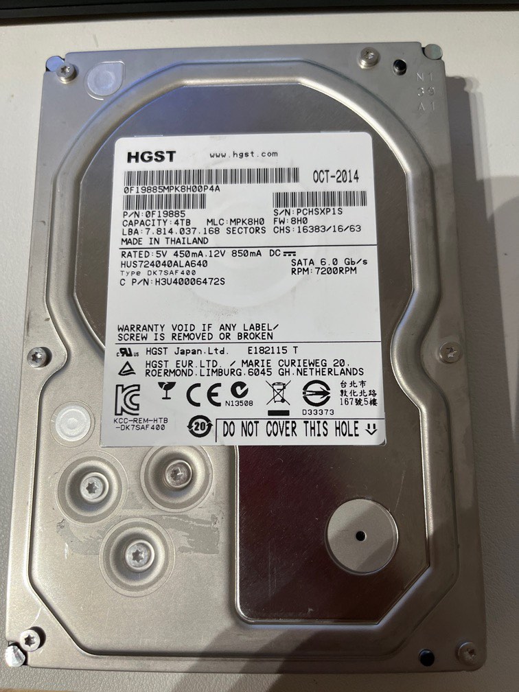 HGST 3.5 inch 4TB HDD, Computers & Tech, Parts & Accessories, Hard ...