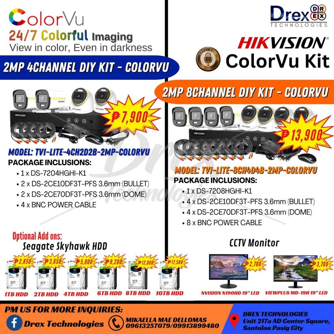 HIKVISION 2MP ColorVu with Mic Package Kit 2MP, Furniture & Home Living, Security & Locks ...