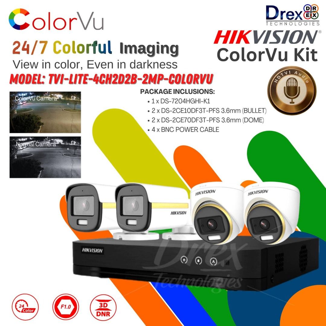 HIKVISION 2MP ColorVu with Mic Package Kit 2MP, Furniture & Home Living, Security & Locks ...