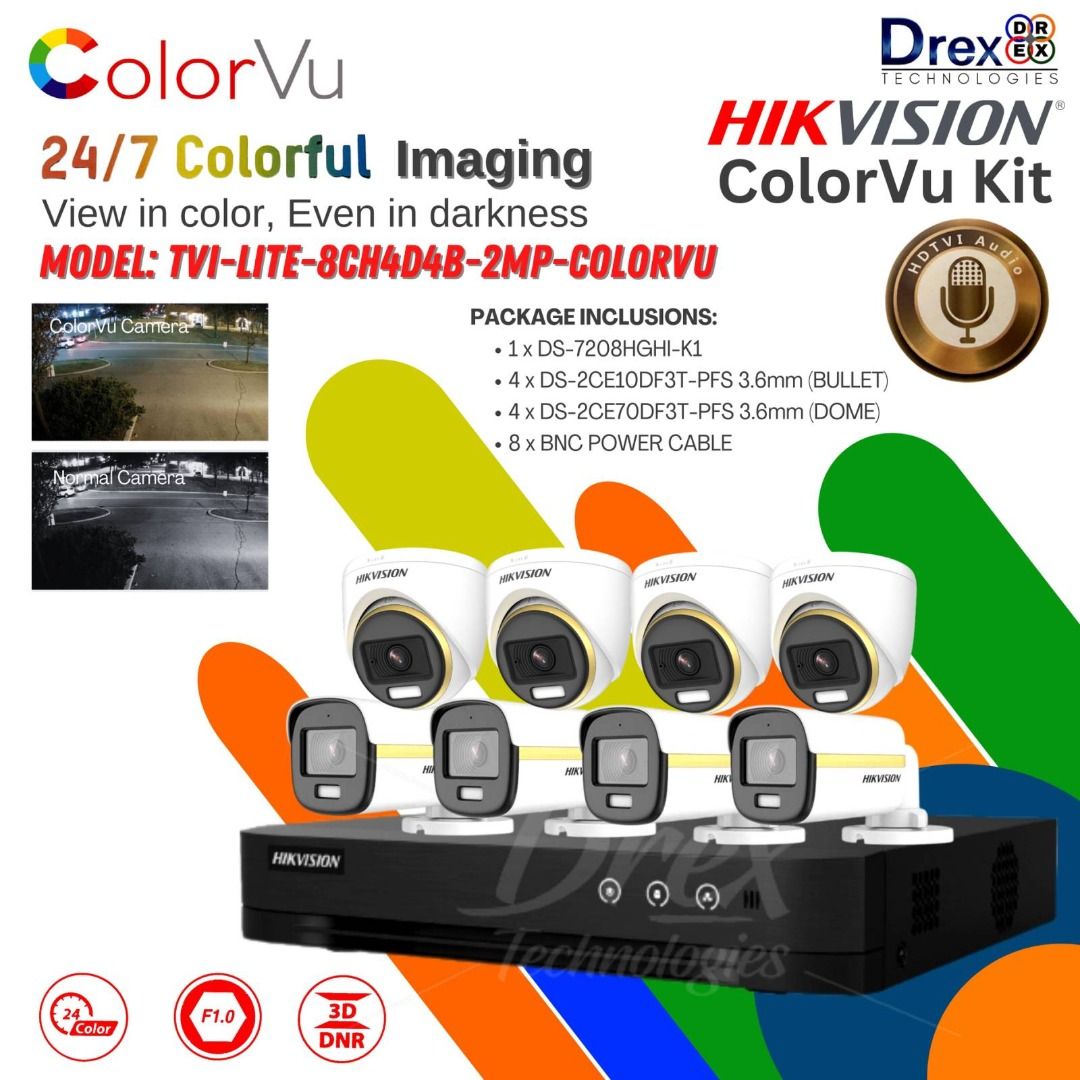 HIKVISION 2MP ColorVu with Mic Package Kit 2MP, Furniture & Home Living, Security & Locks ...