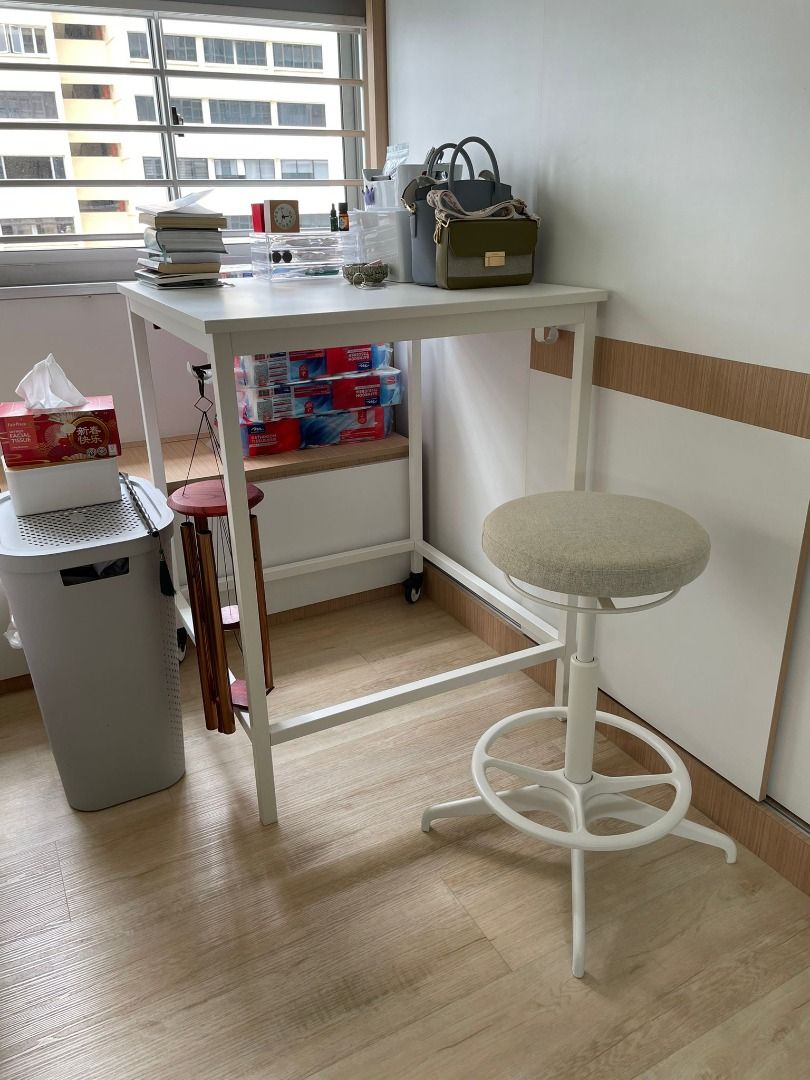 IKEA high work kitchen table stool Trotten LIDKULLEN castor wheel ...