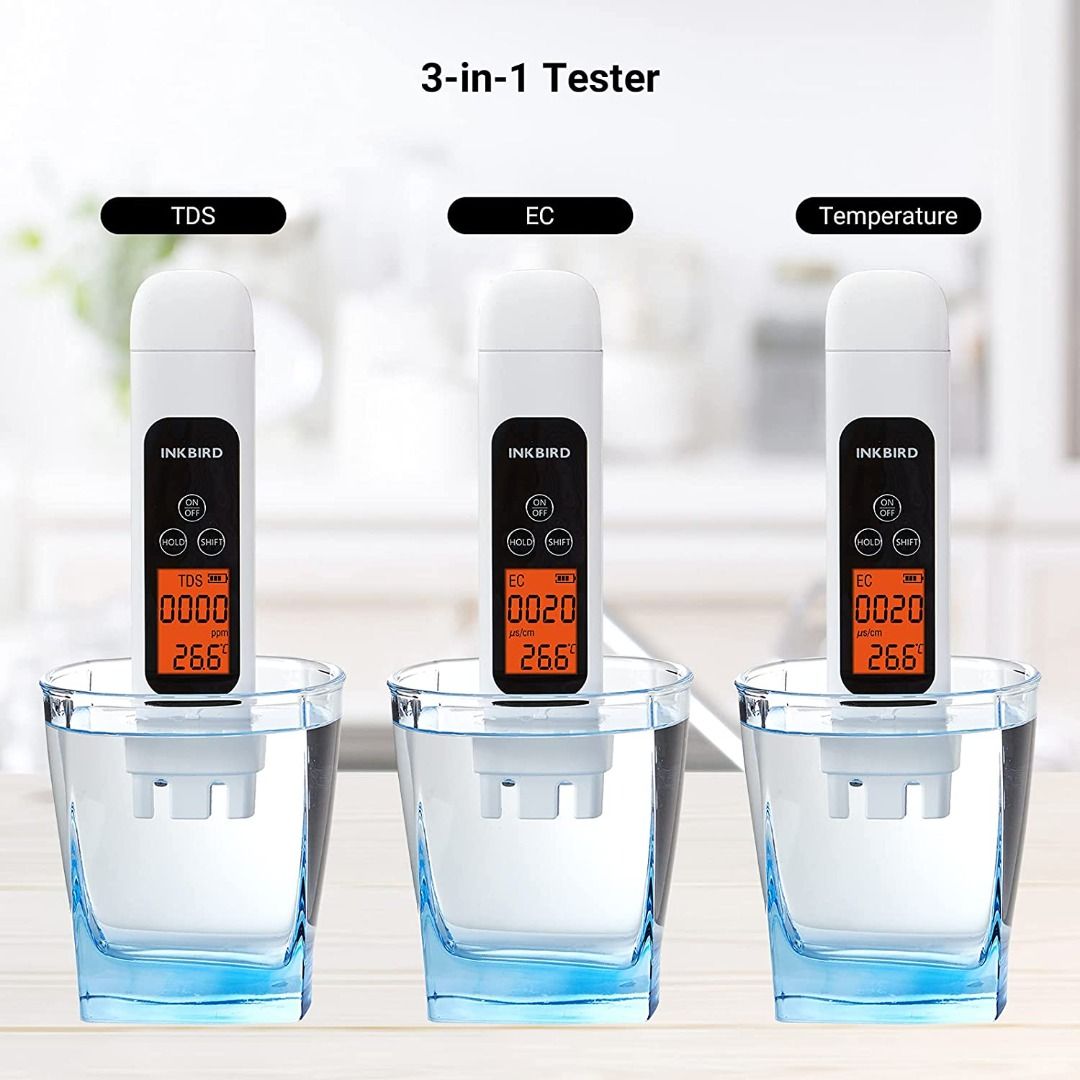 Inkbird Water Quality Tester TDS EC Temperature 3 in 1 Test Meter ...