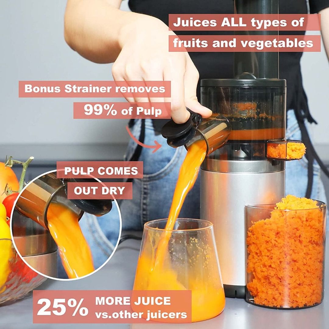 (instock) Compact Slow Juicer Masticating Extractor,Kitchen Cold Press ...
