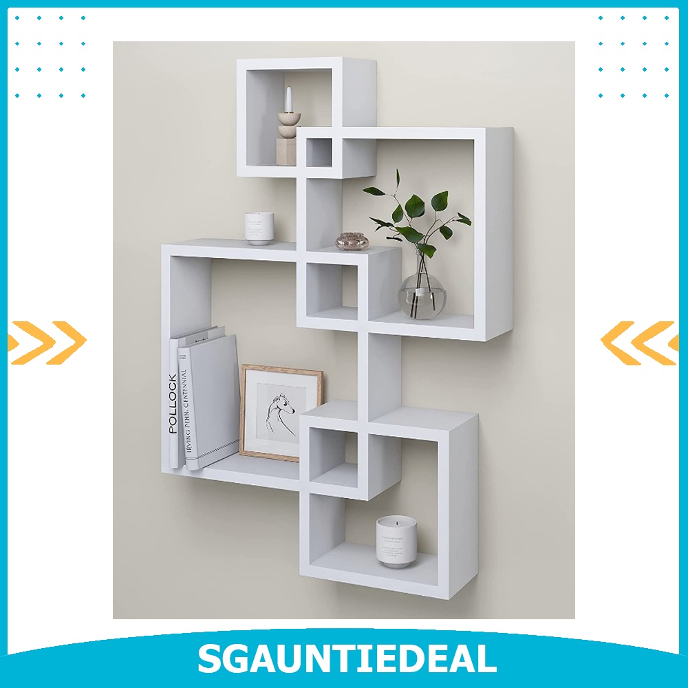 (instock) Greenco Decorative 4 Cube Intersecting Wall Mounted Floating ...