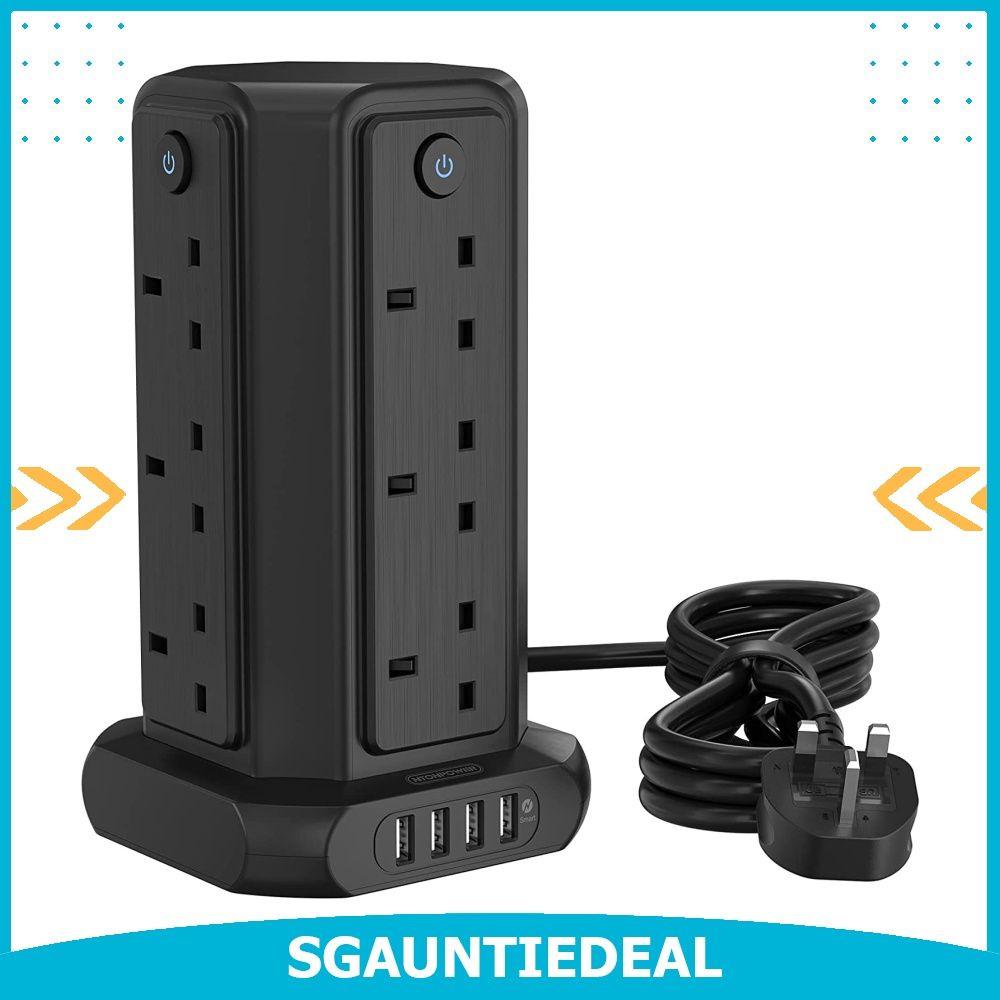 [instock] Power Strip Tower with USB, NTONPOWER 1080J Surge Protector ...
