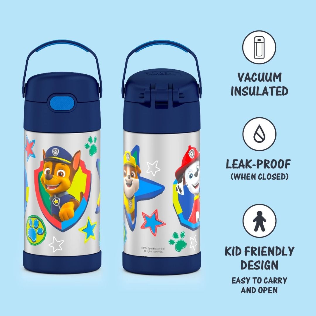 [instock] THERMOS FUNTAINER 12 Ounce Stainless Steel Vacuum Insulated Kids Straw Bottle, Blue ...