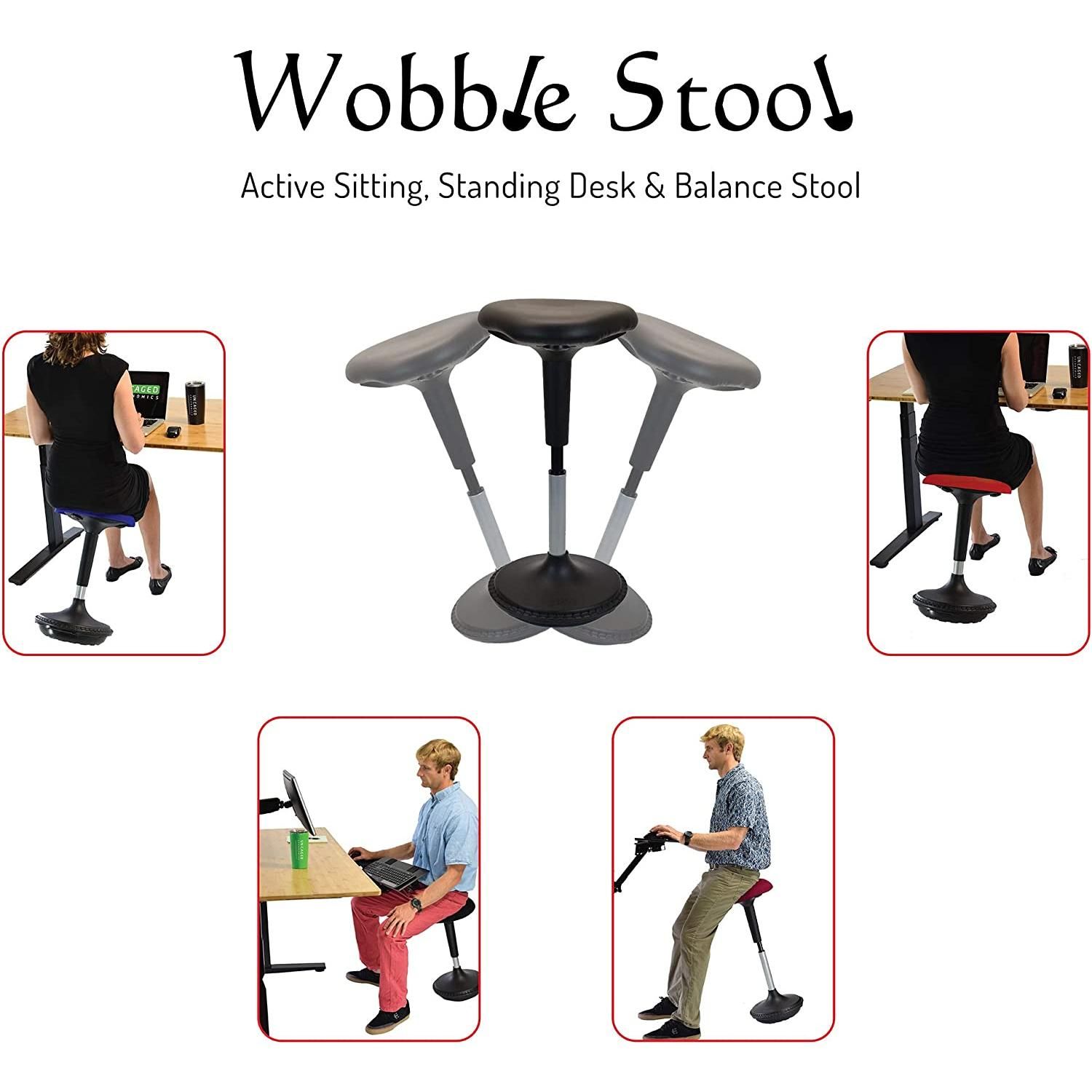 [instock] WOBBLE STOOL Standing Desk Chair ergonomic tall adjustable ...