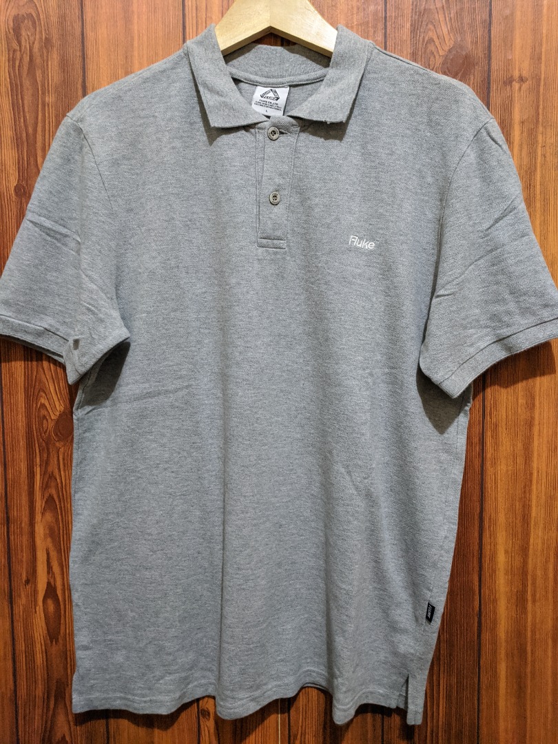 Kaos Polo Fluke Abu Abu Corak Polos Mini Logo, Fesyen Pria, Pakaian ...