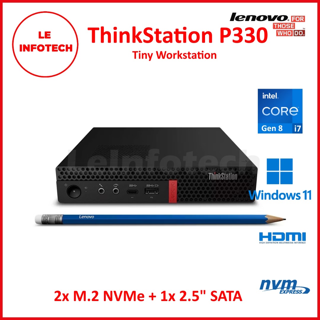 LENOVO ThinkStation P330 Tiny Workstation Desktop 6-Core Intel i7-8700T ...