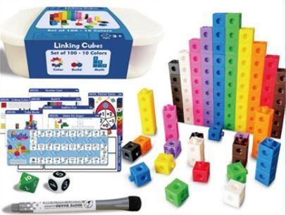 Linking Cubes Set of 100 Mathlink Colourful Building Blocks With ...