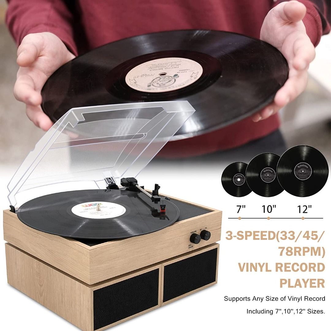 LP&No.1 Bluetooth Turntable Hi-fi System with Bookshelf Speakers, 3 ...