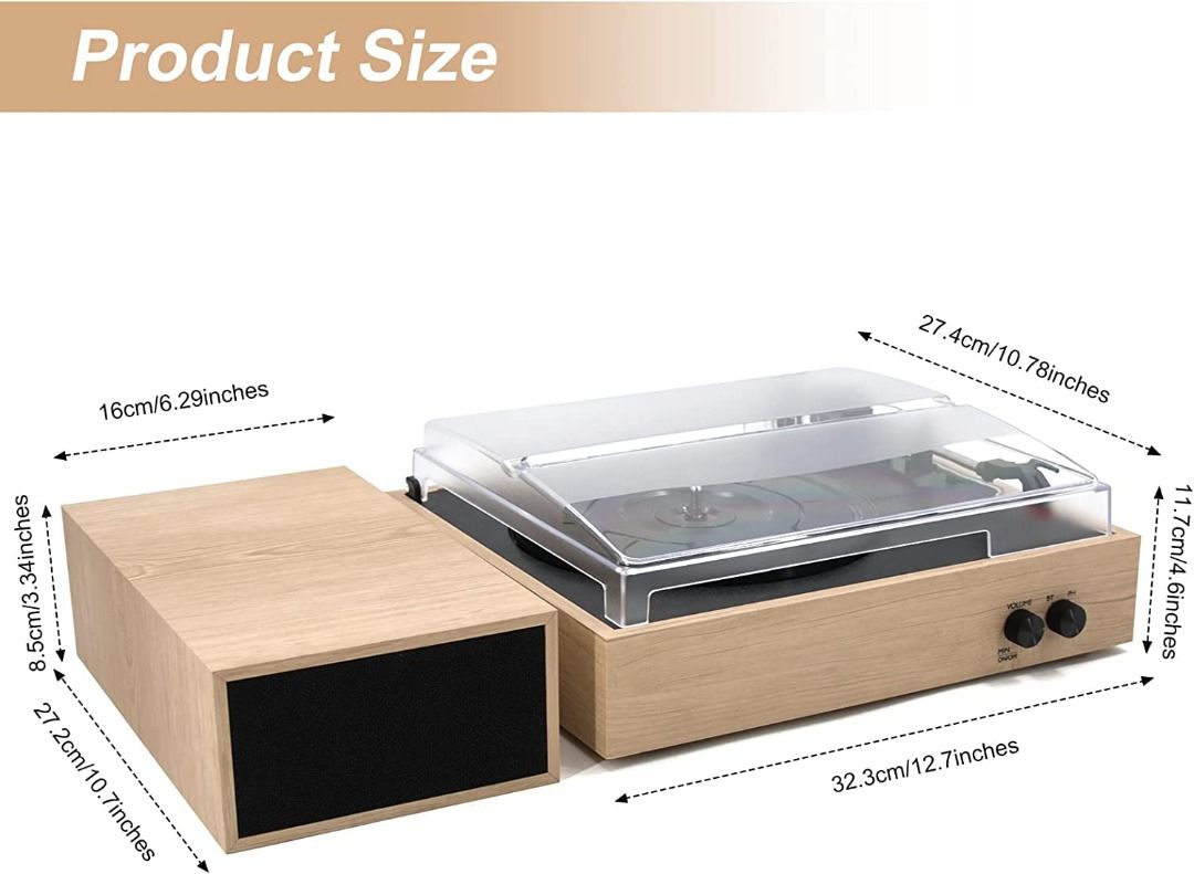 LP&No.1 Bluetooth Turntable Hi-fi System with Bookshelf Speakers, 3 ...