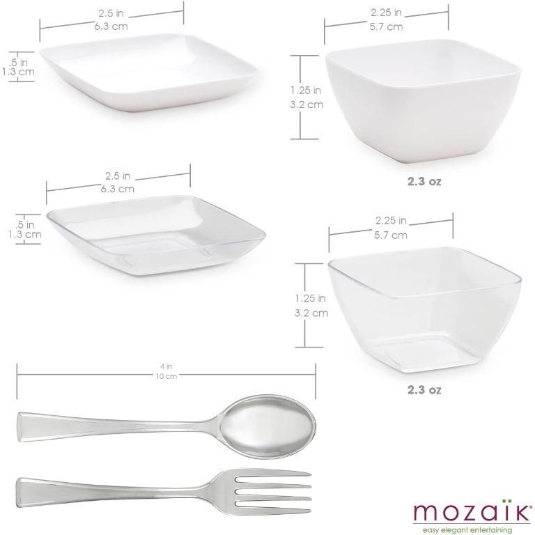 Mozaik Premium Plastic Mini Appetizer & Dessert Tasting Set, 96 pieces ...