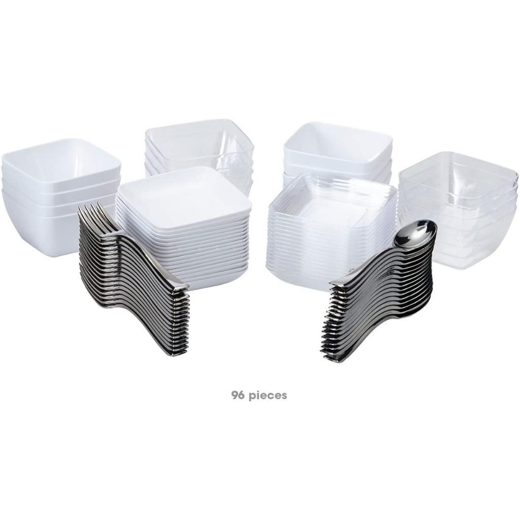 Mozaik Premium Plastic Mini Appetizer & Dessert Tasting Set, 96 pieces ...
