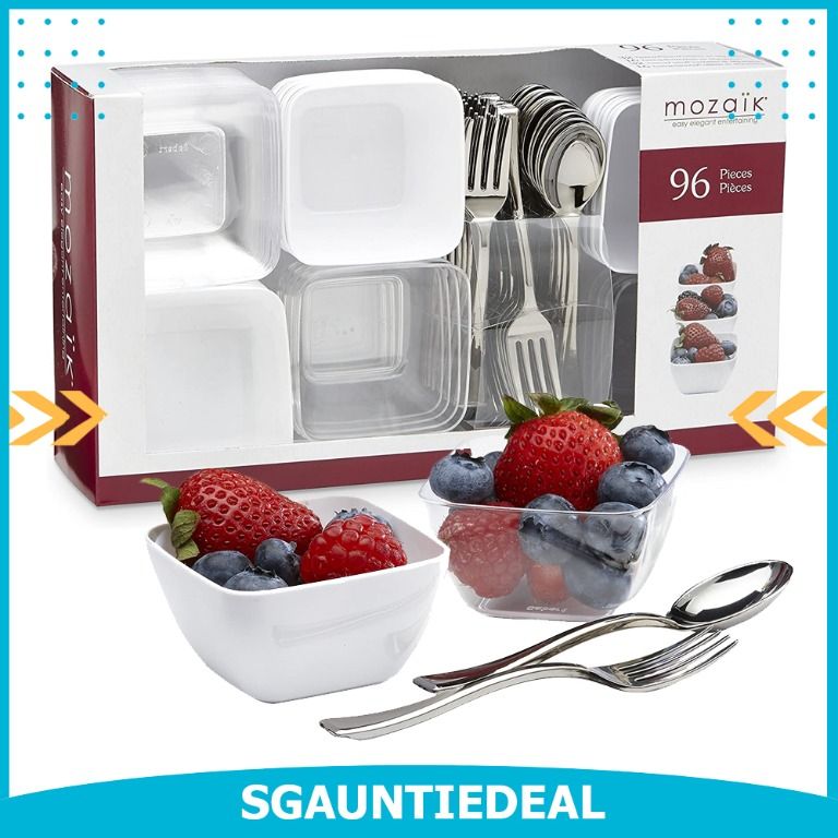 Mozaik Premium Plastic Mini Appetizer & Dessert Tasting Set, 96 pieces ...