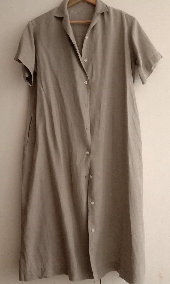 Muji Linen Dress, Women's Fashion, Dresses & Sets, Dresses on Carousell