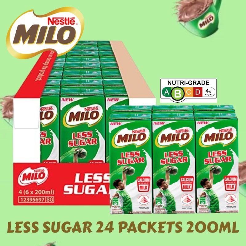 [Nestle] SG MILO Original 200ml x 24 Packs / Less Sugar 200ml x 24 ...