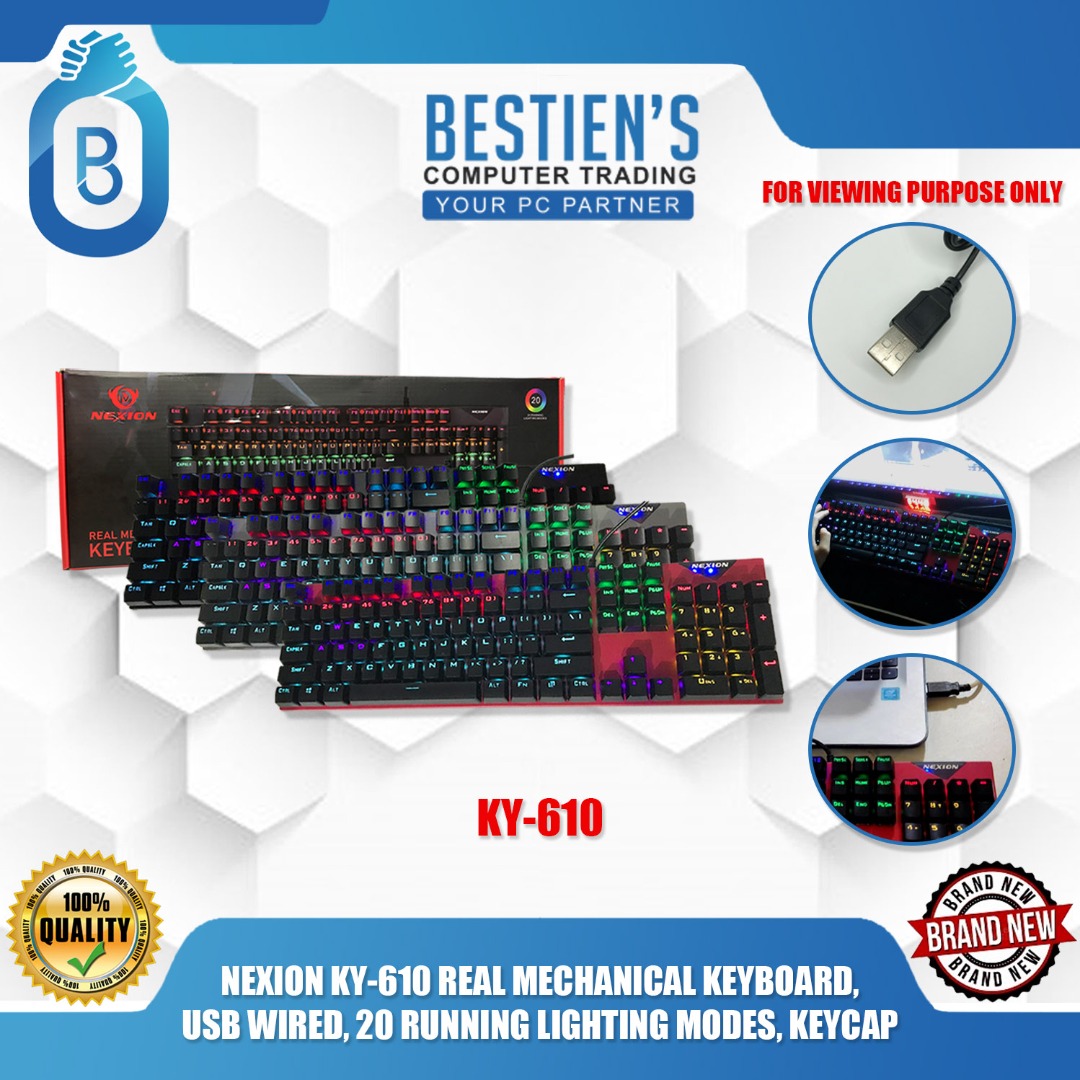 NEXION KY-610 REAL MECHANICAL KEYBOARD, USB WIRED, 20 RUNNING LIGHTING ...