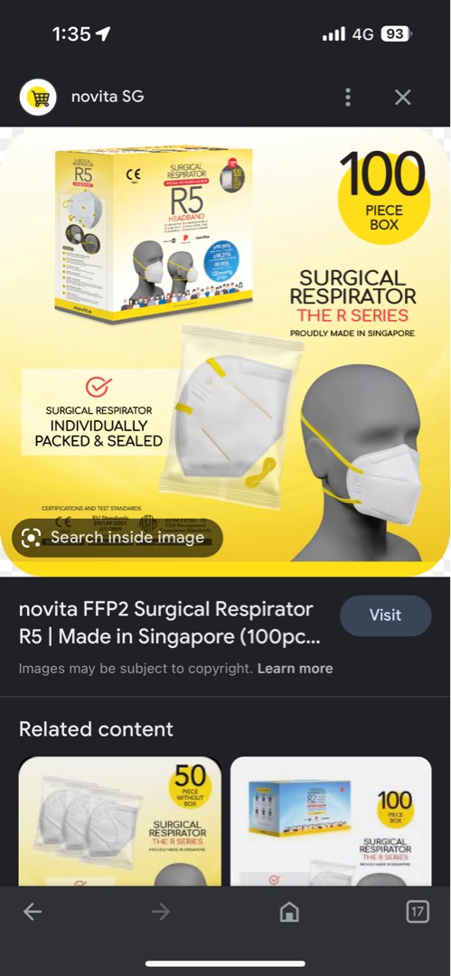 Novita R5 mask, Health & Nutrition, Face Masks & Face Shields on Carousell