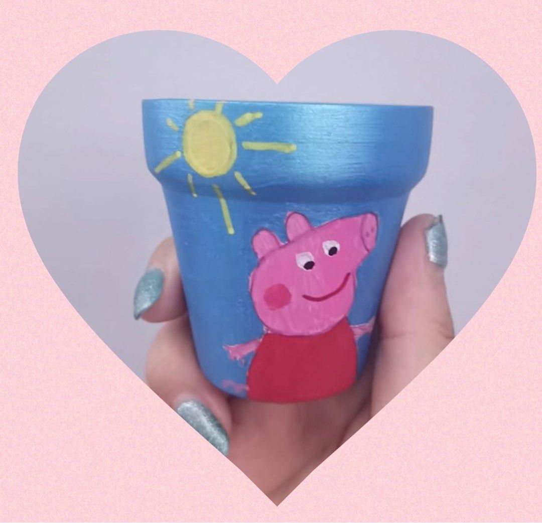 Peppa Pig clay pots, Hobbies & Toys, Stationery & Craft, Handmade Craft ...