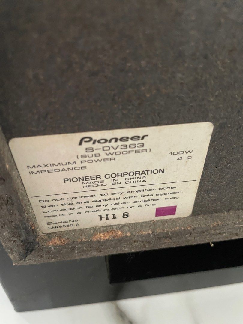 Pioneer S-DV363 subwoofer, Audio, Soundbars, Speakers & Amplifiers on Carousell