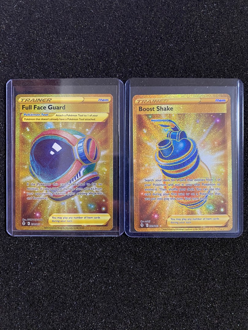Pokémon Gold Trainer Cards: Full Face Guard & Boost Shake, Hobbies ...
