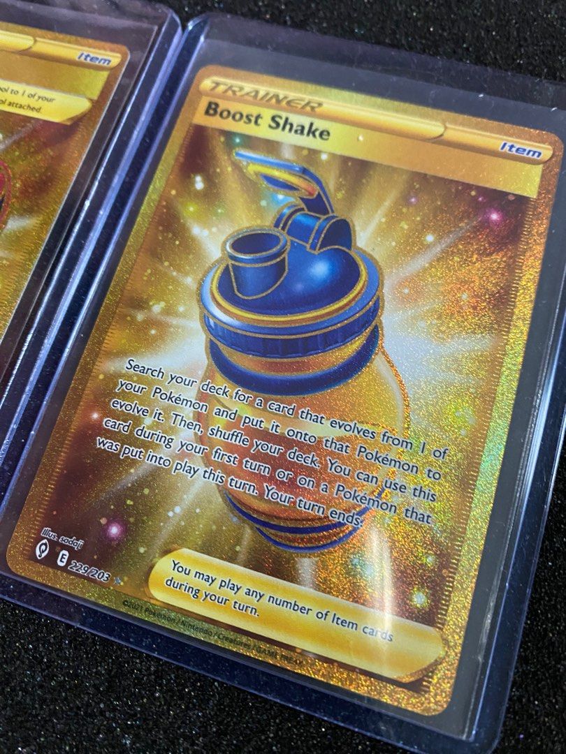 Pokémon Gold Trainer Cards: Full Face Guard & Boost Shake, Hobbies ...