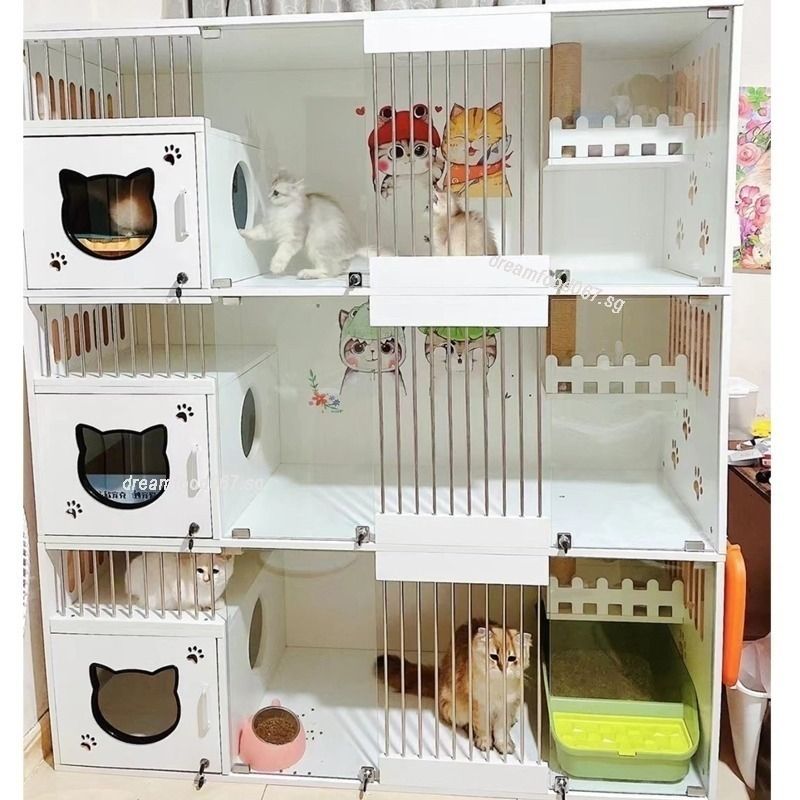 Solid Wood Cat Cage Large Cat Villa Pet Display Cabinet Breeding Cage ...