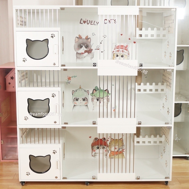 Solid Wood Cat Cage Large Cat Villa Pet Display Cabinet Breeding Cage ...