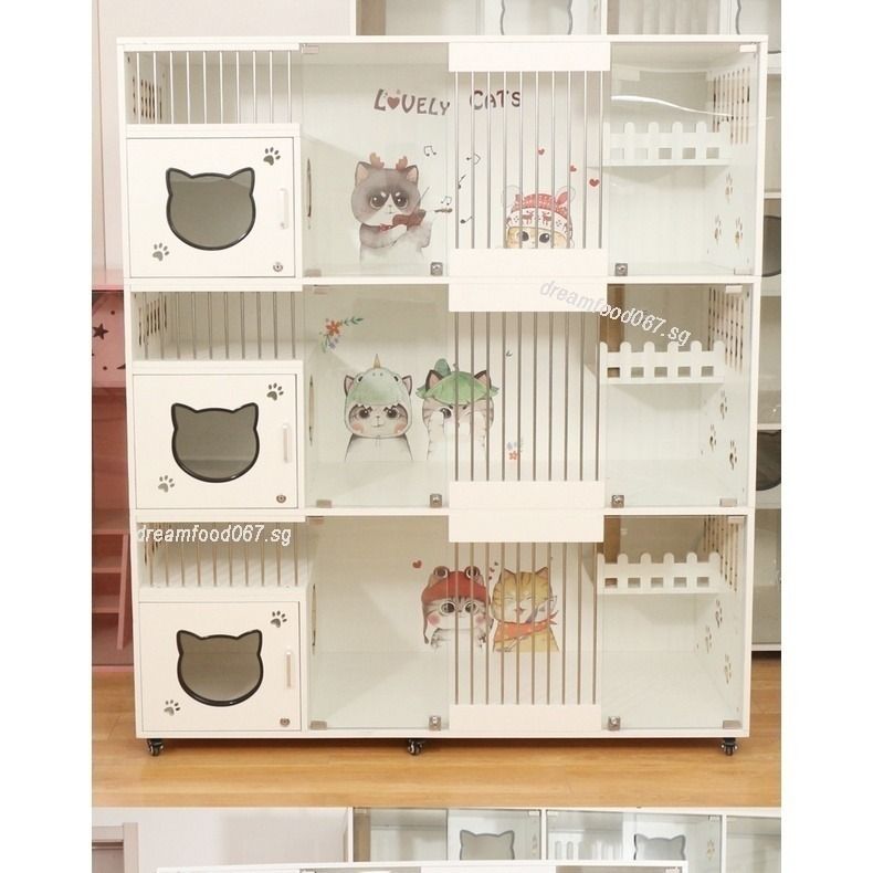 Solid Wood Cat Cage Large Cat Villa Pet Display Cabinet Breeding Cage ...