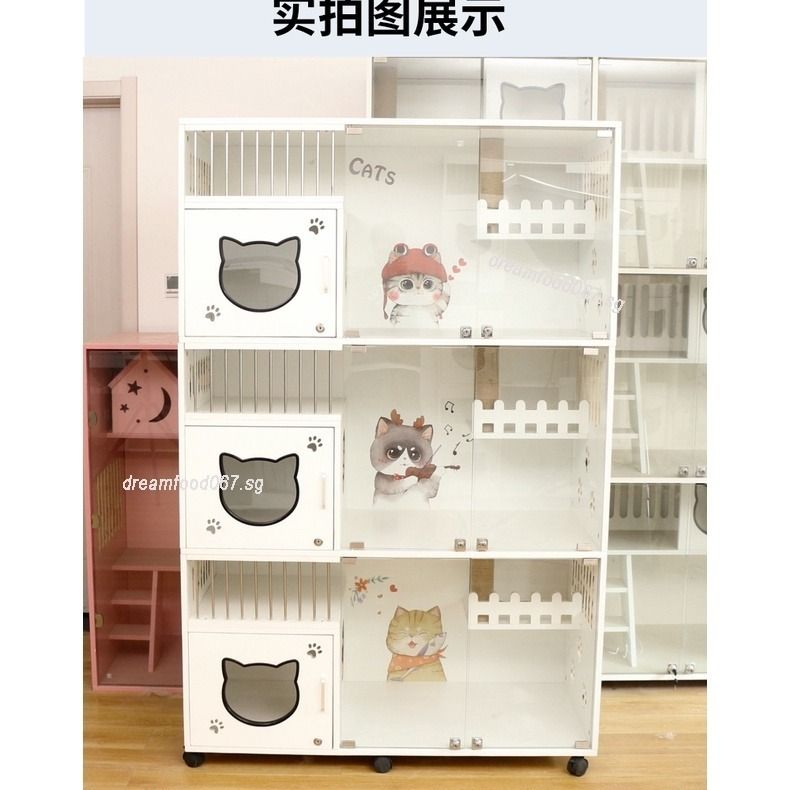 Solid Wood Cat Cage Large Cat Villa Pet Display Cabinet Breeding Cage ...