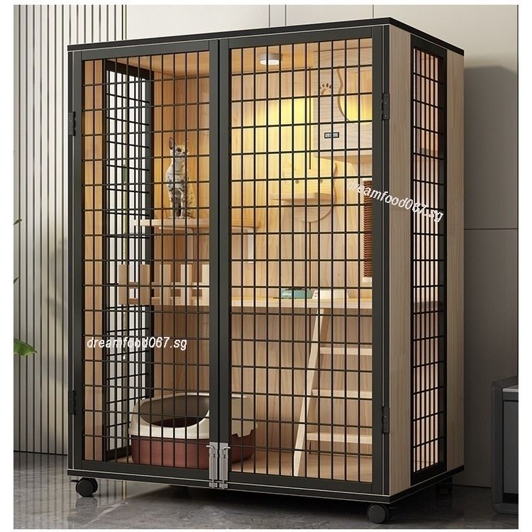 Solid Wood Cat Villa Cage Net Cabinet Breeding Cage Large Cat House ...