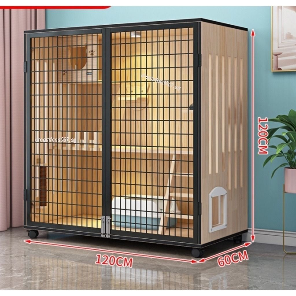 Solid Wood Cat Villa Cage Net Cabinet Breeding Cage Large Cat House