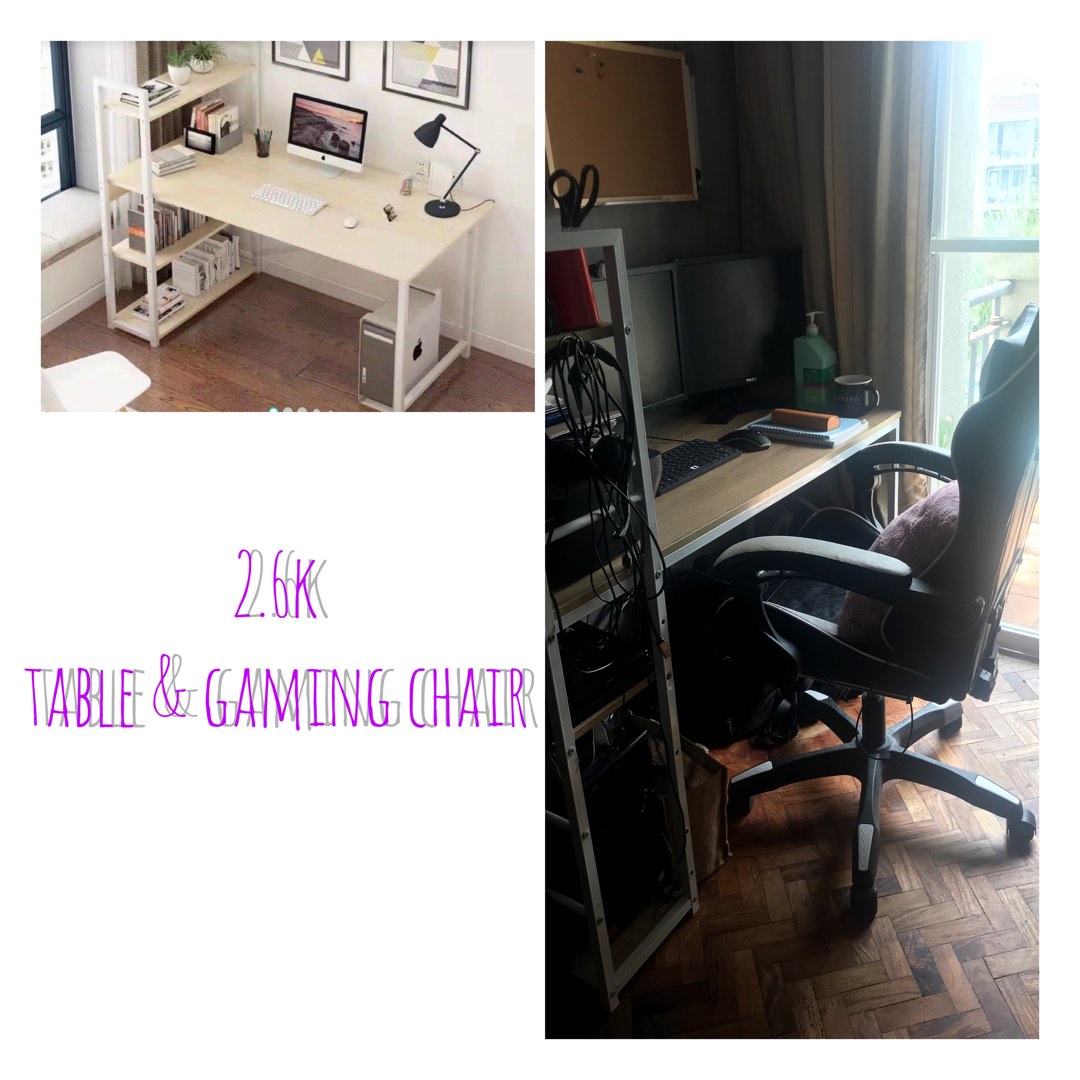 study table with gaming chair, Furniture & Home Living, Office ...