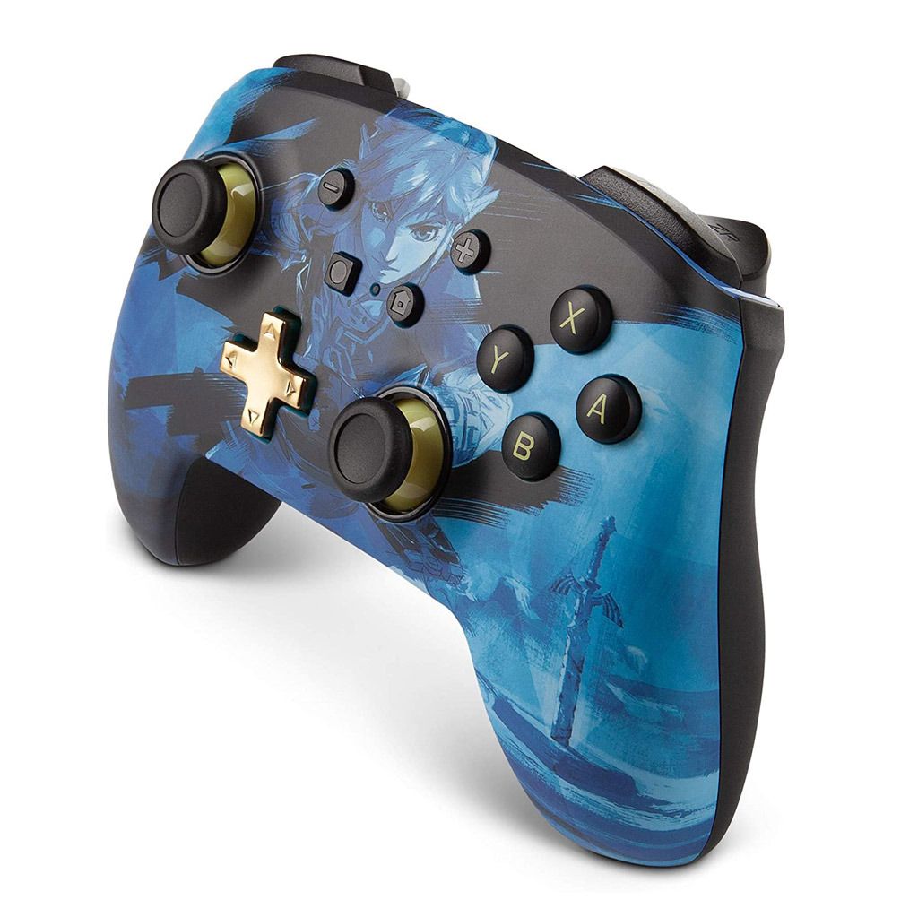 Zelda: Blue Link with Gold D-Pad Pro Controller, Video Gaming, Gaming ...