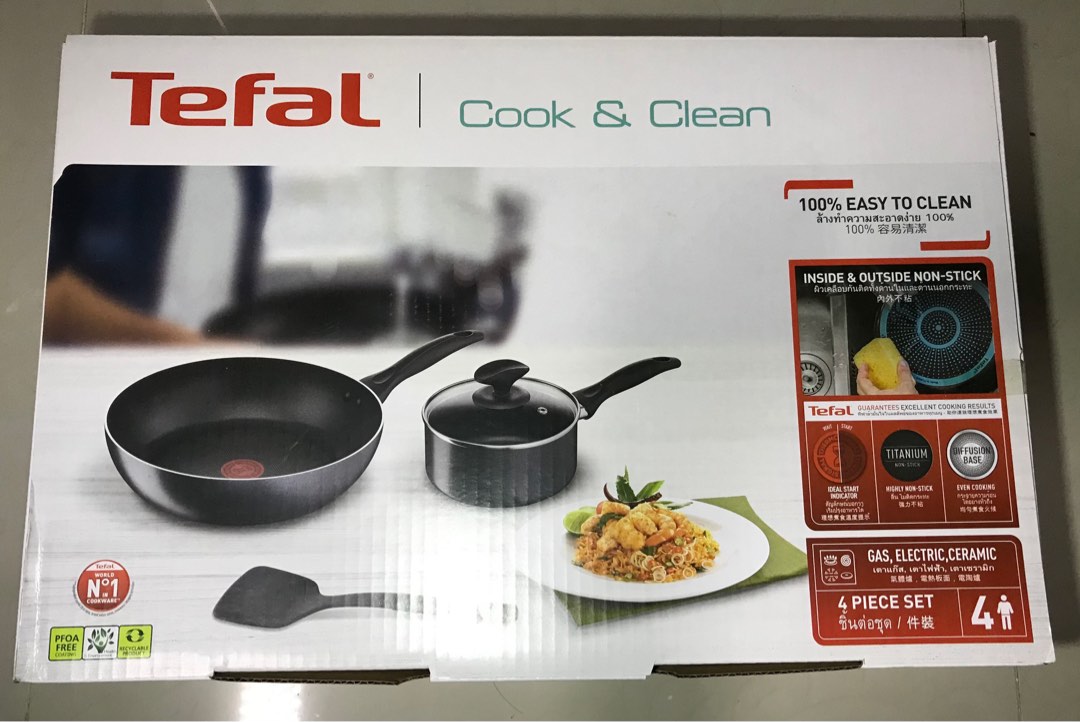 Tefal Cook & Clean 4 piece Set, Furniture & Home Living, Kitchenware & Tableware, Cookware ...