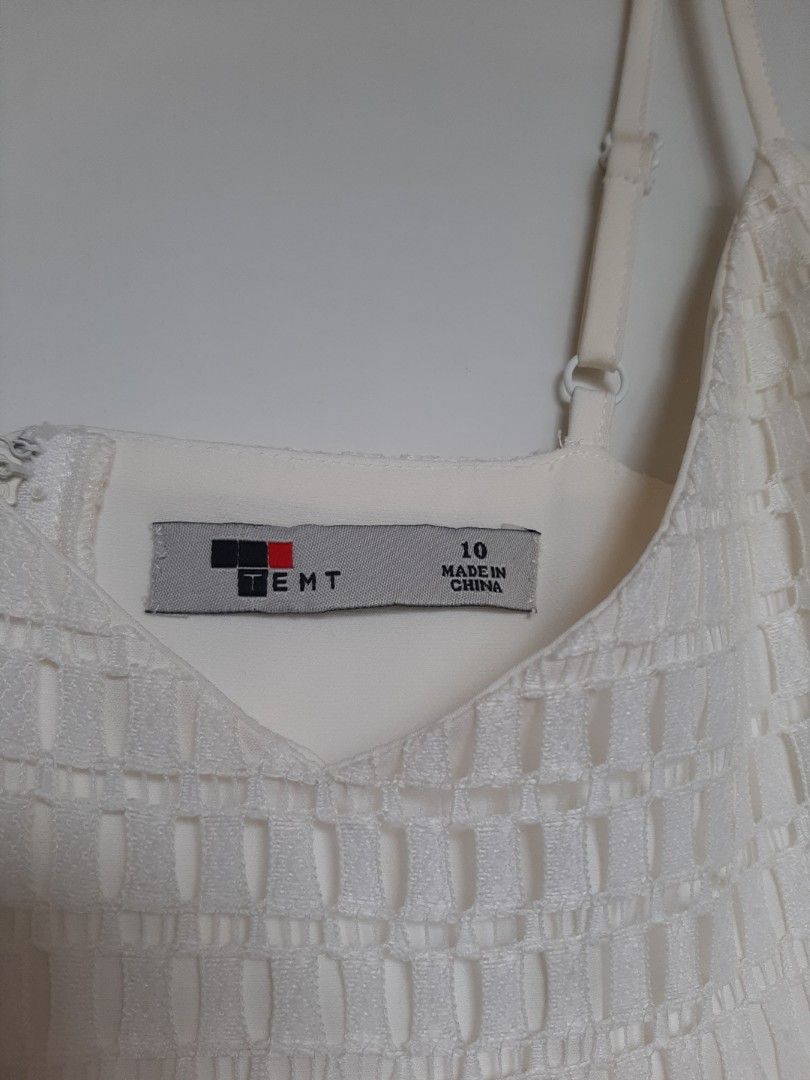 TEMT White Eyelet Lace Midi Dress, Women's Fashion, Dresses & Sets ...