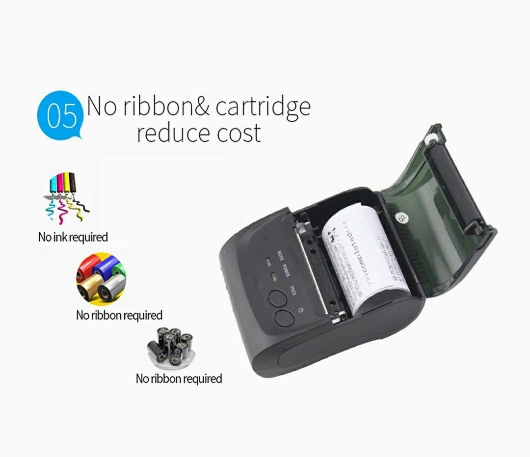 Thermal Label Printer Mini Bluetooth Printer Thermal Printer Ticket Receipt USB Portable ...