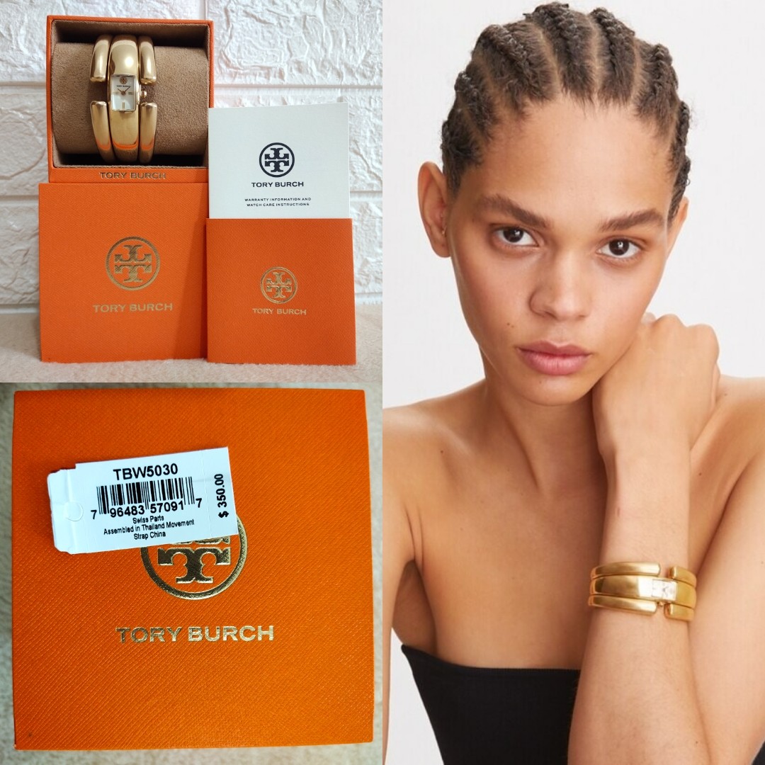 Tory Burch The Puzzle Gold-Tone Stainless Steel Bangle Bracelet Watch ...