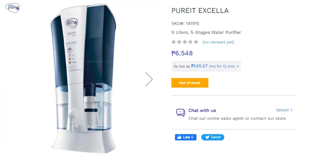 Unilever Pureit Excella Water Purifier, TV & Home Appliances, Kitchen ...