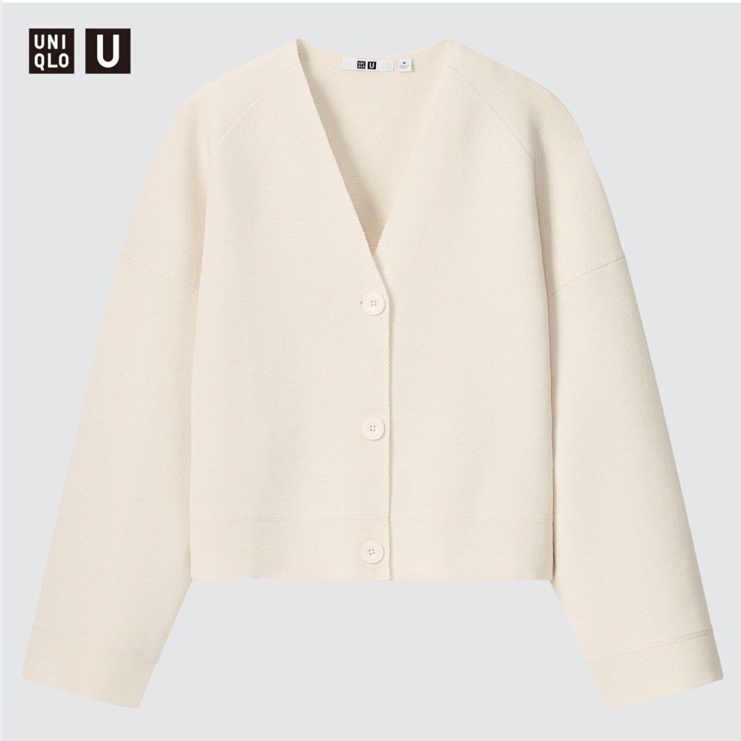 Uniqlo Merino Blend Cropped Cardigan, Women's Fashion, Coats, Jackets ...