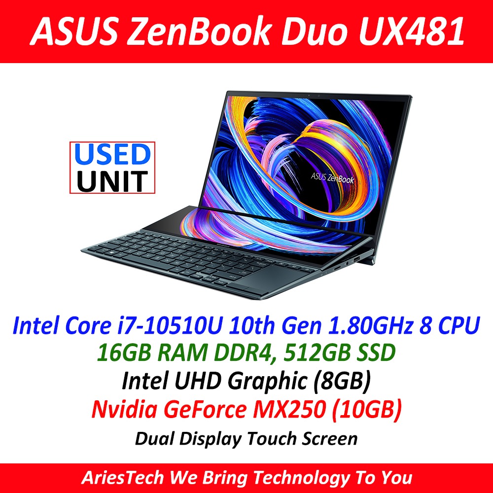 Used Asus ZenBook Duo UX481 Hi Spec Dual Screen Laptop At Aries Technology Seremban 2, Computers ...