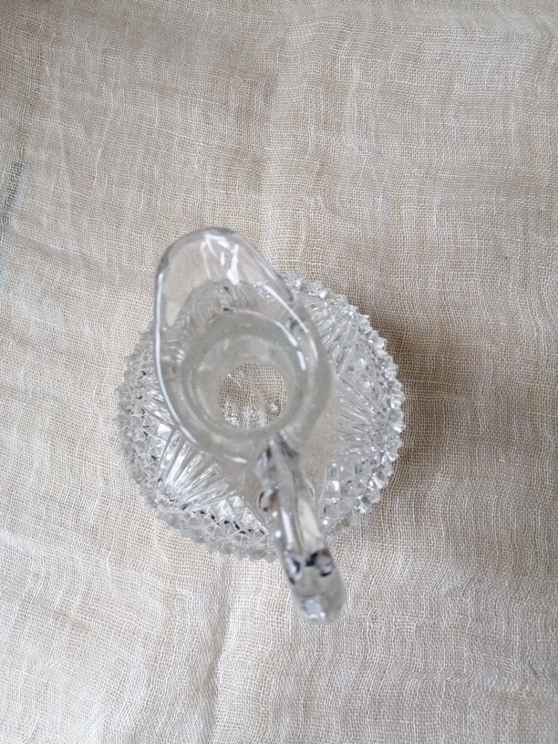 Vintage crystal cut glass oil vinegar bottle pitcher dispenser ...