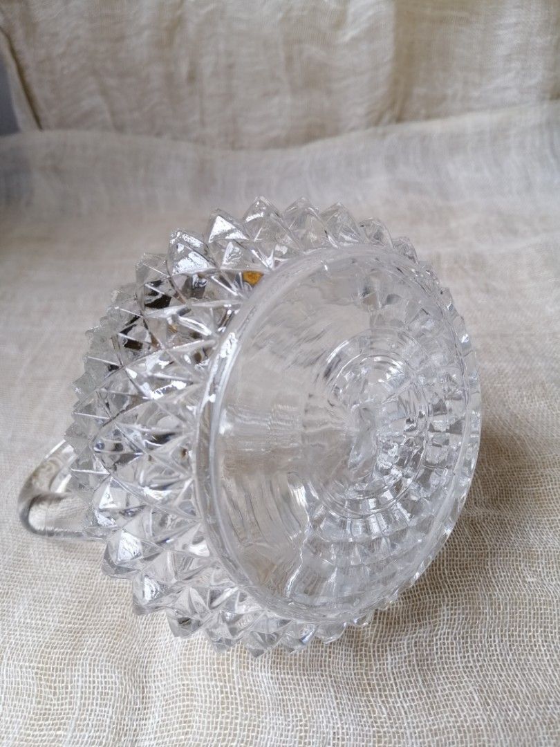 Vintage crystal cut glass oil vinegar bottle pitcher dispenser ...