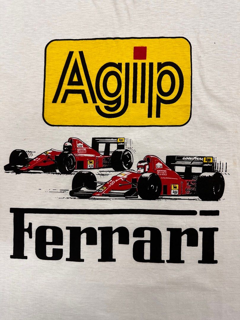 Vintage Ferrari Agip Formula 1 Tee, Men's Fashion, Tops & Sets, Tshirts & Polo Shirts on Carousell