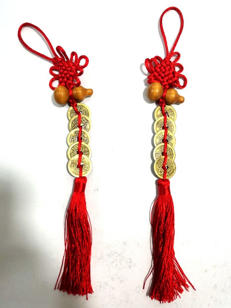 5-Emperor Copper Coins with Wu Lou and Chinese Knot五帝铜钱葫芦中国结, Hobbies ...