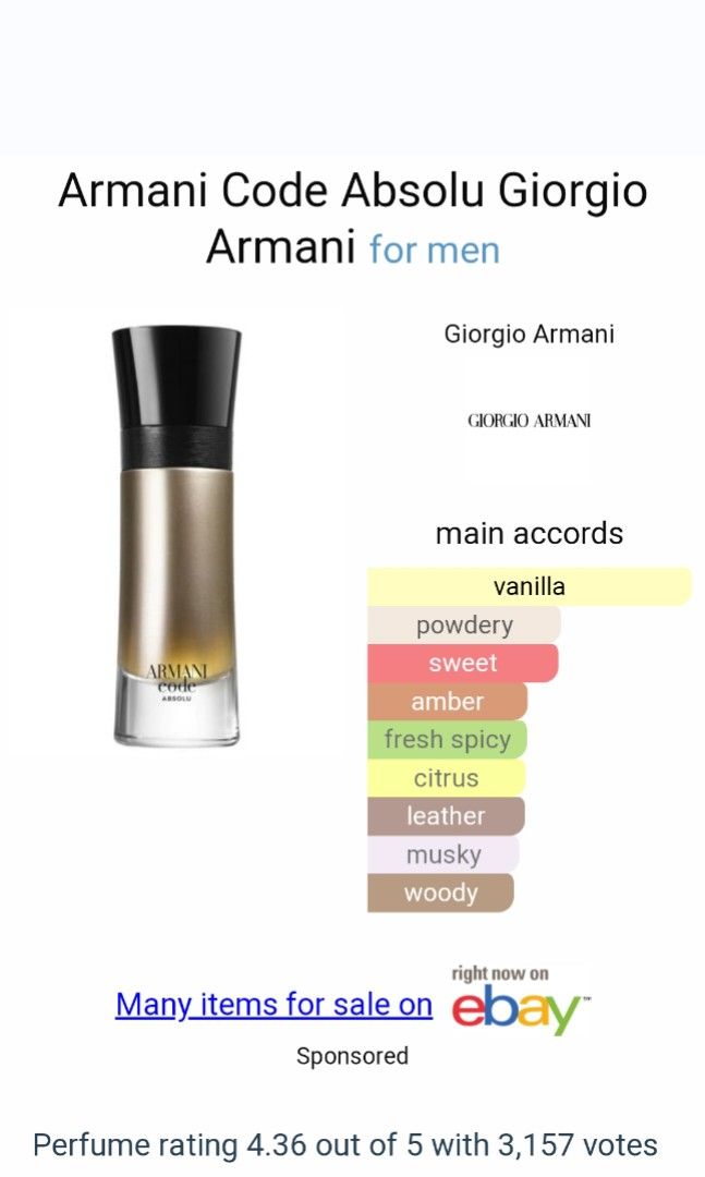 Armani Code Absolu Pour Homme 110ml by GIORGIO ARMANI Original Tester ...