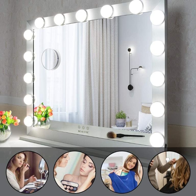 BEAUTME Big Vanity Mirror With Lights,Hollywood Lighted Makeup Mirror ...