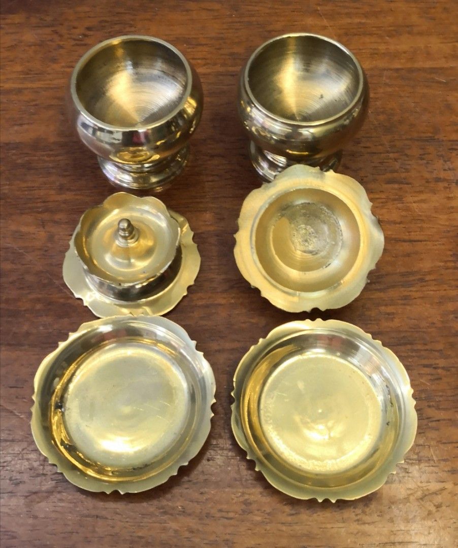 Bekas bunga rampai with tray brass tembaga 2, Hobbies & Toys ...