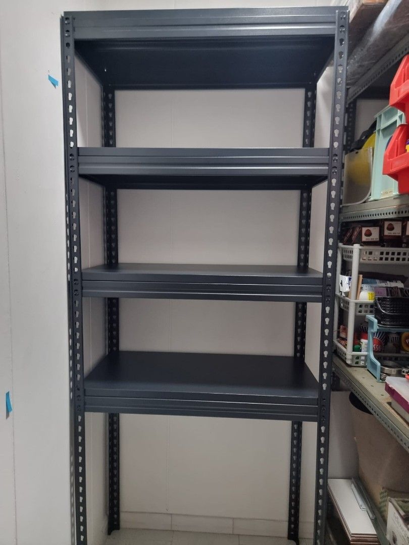 Black metal rack, boltless rack, storage, shelving, Furniture & Home ...